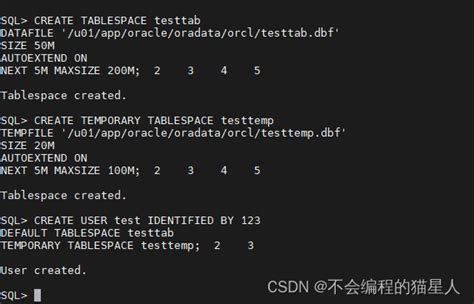 创建一个用户test且使用testtab表空间及testtemp临时表空间并授予其权限,密码随意创建一个用户testuser要求第一次登录 创建一个用户test且使用testtab表空间及testtemp临时表空间并授予其权限,密码随意创建一个用户testuser要求第一次登录