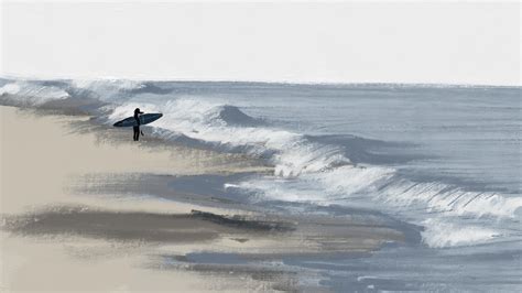 Иллюстрация На берегу океана в стиле живопись персонажи скетчи