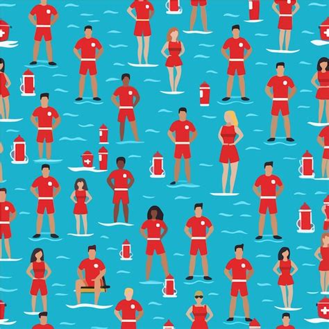 Premium Vector Beach Lifeguard Rescue Pattern Design