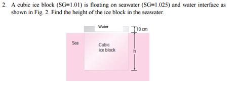 solved 2 a cubic ice block sg 1 01 is floating on