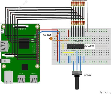 Adc With Raspberry Pi3 Using Adc0804 Module