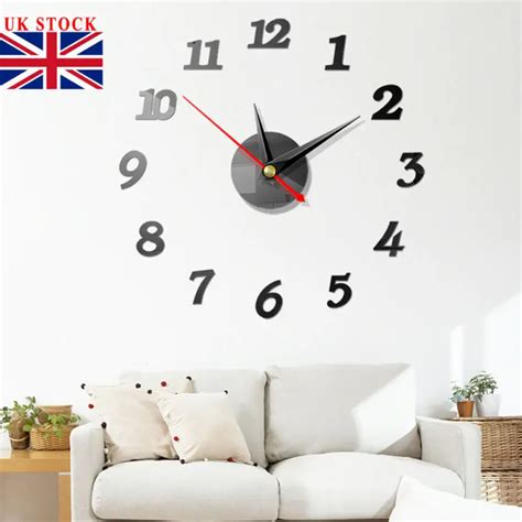 Современные большие настенные часы объемная Зеркальная Наклейка