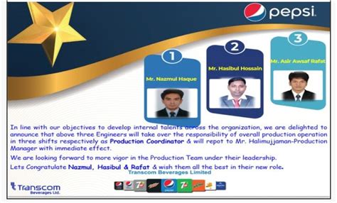 Hasibul Hossain On Linkedin Promoted Seniorshiftengineer Productioncoordinator Pepsi