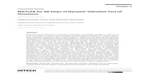 Pdf Matlab For All Steps Of Dynamic Vibration Test Of