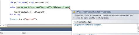 Solved VB Net Open A Pdf File In Resources Experts Exchange