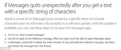How To Stop Apple S Text Bug Crashing Your IPhone Daily Mail Online