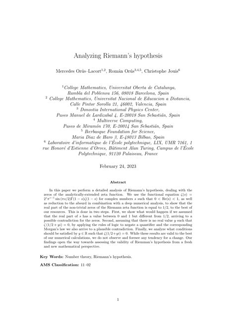 Pdf Analyzing Riemanns Hypothesis