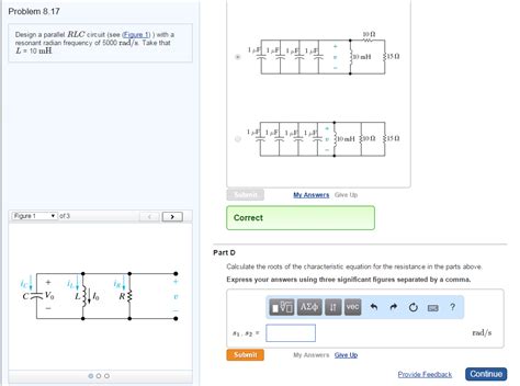 solved problem 8 17 design a parallel rlc circuit see