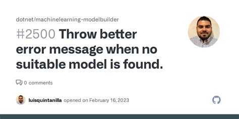 Throw Better Error Message When No Suitable Model Is Found Issue Dotnet