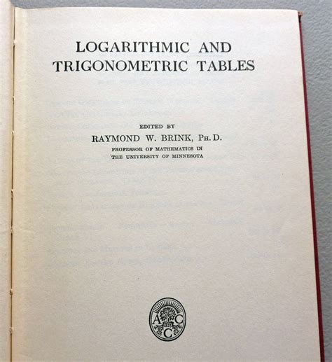 Logarithmic And Trigonometric Tables Br