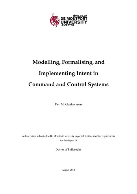 Pdf Modelling Formalising And Implementing Intent In Command And Control Systems