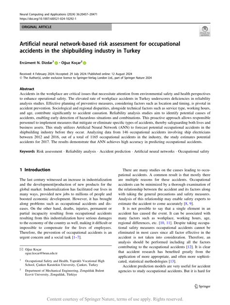 Artificial Neural Network Based Risk Assessment For Occupational Accidents In The Shipbuilding