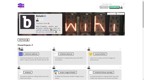 Botwiki Starter Projects On Glitch Botwiki