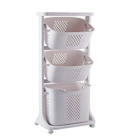 Adrinfly Freestanding Bathroom Multi Layer Laundry Basket Storage Basket Household With 3