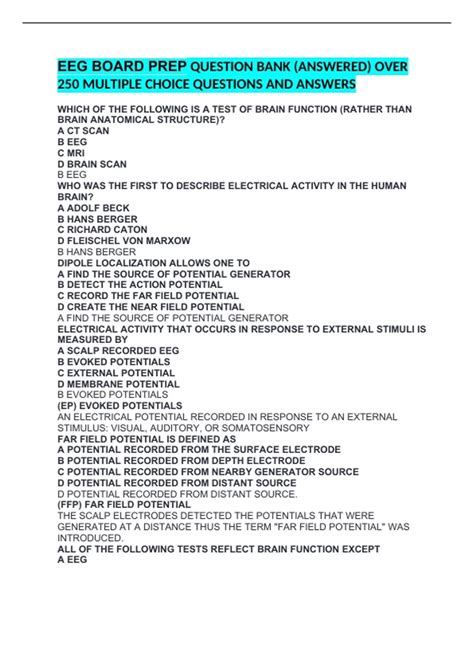 Eeg Board Prep Question Bank Answered Over 250 Multiple Choice Questions And Answers Eeg