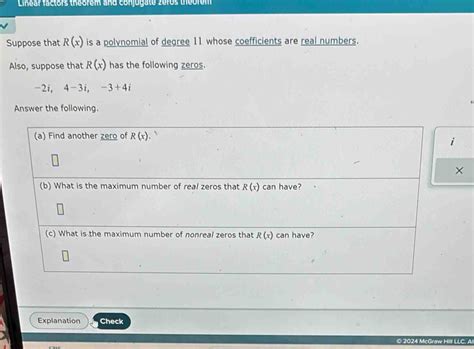 solved linear factors theorem and conjugate zeros theorem suppose that