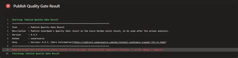 Sonarqube Azure Devops Task Publish Quality Gate Result Task Is