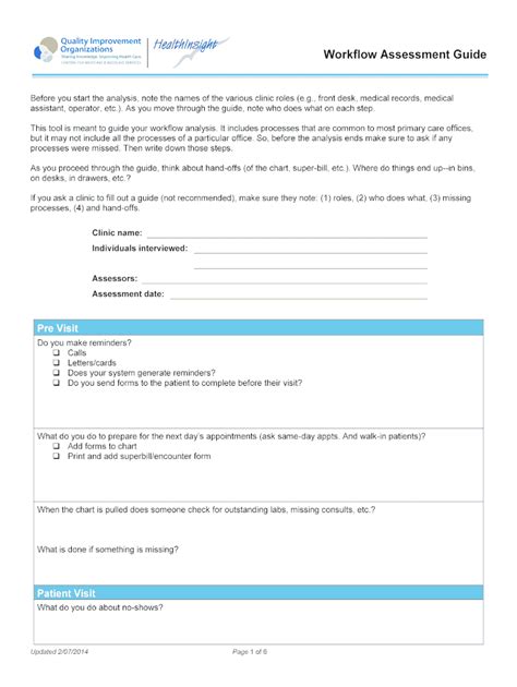 Fillable Online Workflow Assessment Guide Fax Email Print Pdffiller