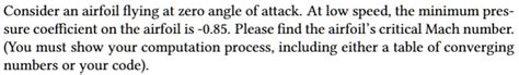 Consider An Airfoil Flying At Zero Angle Of Attack At Low Speed The
