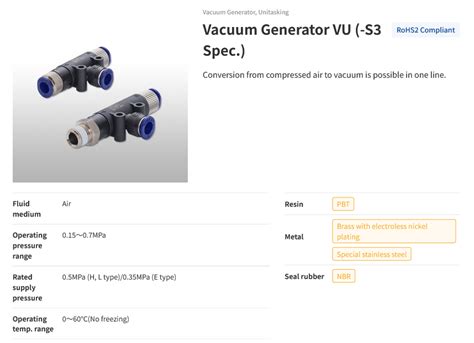Vacuum Generator VU (-S3 Spec.)