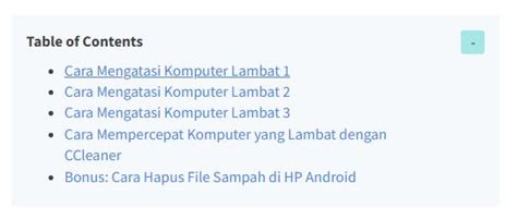 Cara Membuat Table Of Contents ToC Otomatis Di Blogger Blog Romeltea