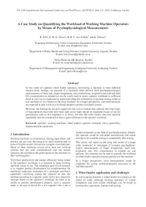 Pdf A Case Study On Quantifying The Workload Of Working Machine