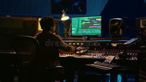 Tracking Engineer Working On A New Album And Recording Hit Song Stock