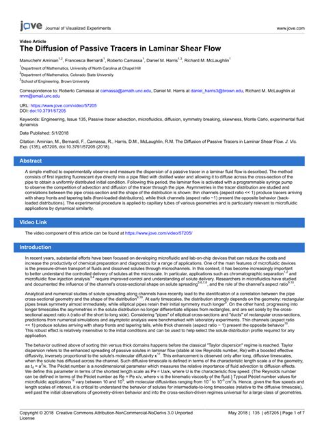 Pdf The Diffusion Of Passive Tracers In Laminar Shear Flow