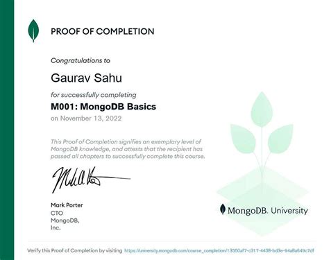Missing Proof Of Completion In New University Mongodb University