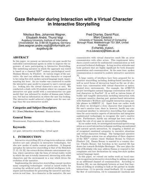 Pdf Gaze Behavior During Interaction With A Virtual Character In