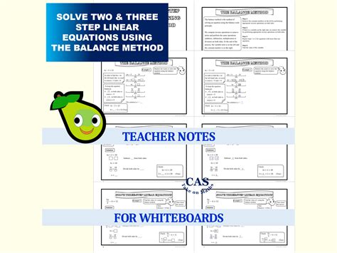 Solve Two And Three Step Linear Equations Balance Method Teaching Resources