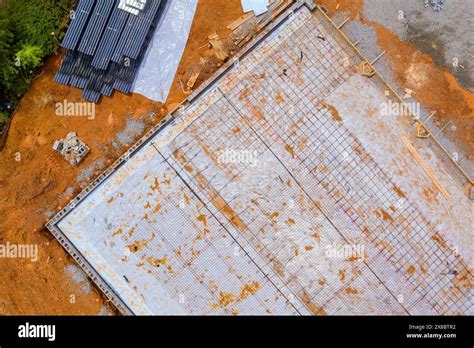 It Is Ready To Fill Up With Concrete Once Reinforcement Metal Framework For Concrete Pouring Has