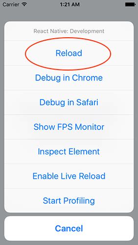 React Native Invoke Reload Js Within Js Stack Overflow