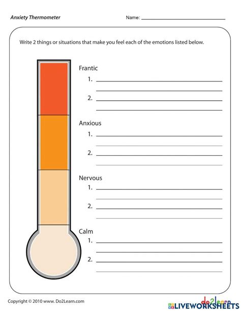 Anger Anxiety Thermometer Online Exercise For Worksheets Library