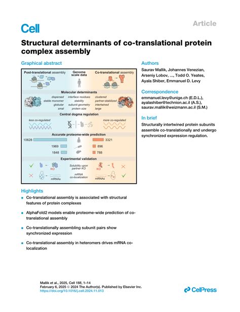 Pdf Structural Determinants Of Co Translational Protein Complex Assembly