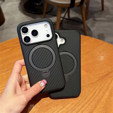 Carbon Fiber Ring Stand Case With Magsafe For Iphone 17 Series