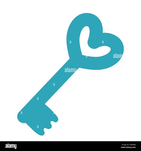 Old Style Door Key Icon Cartoon Flat Design Element Vector