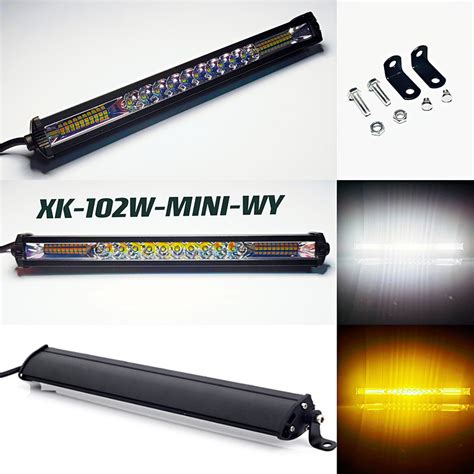 Motoled W Dual Color Outdoor External Auxiliary Mini Strip Led Light Bar Flash Work Light