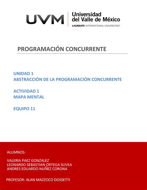 a 1 equipo 11 programaciÓn concurrente unidad 1 abstracciÓn de la