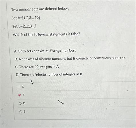 Solved Two Number Sets Are Defined Below Set Chegg Com