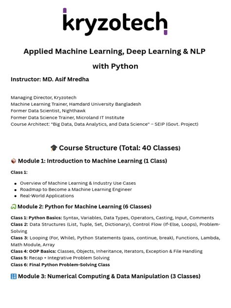 Applied Machine Learning Deep Learning And Nlp With Python Pdf Statistics Machine Learning