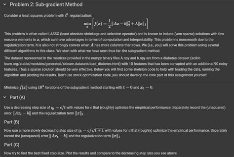 solved problem 2 sub gradient methodconsider a least