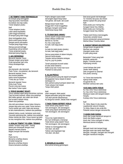 Lirik Lagu Rohani Pdf