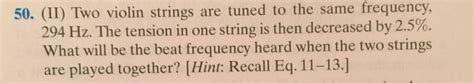 solved two violin strings are tuned to the same frequency