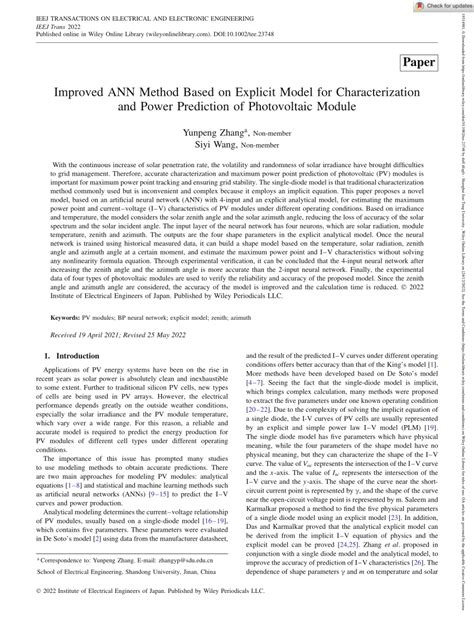 Pdf Improved Ann Method Based On Explicit Model For Characterization