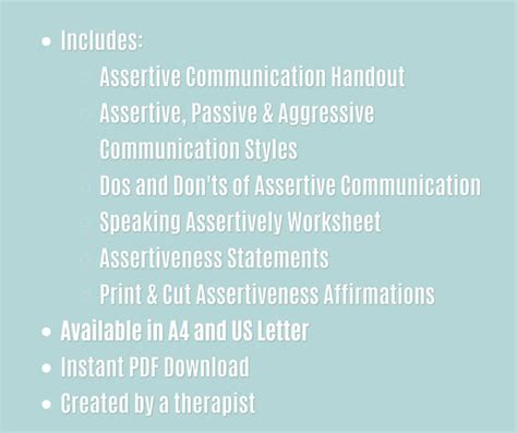 Assertiveness Worksheets And Handouts