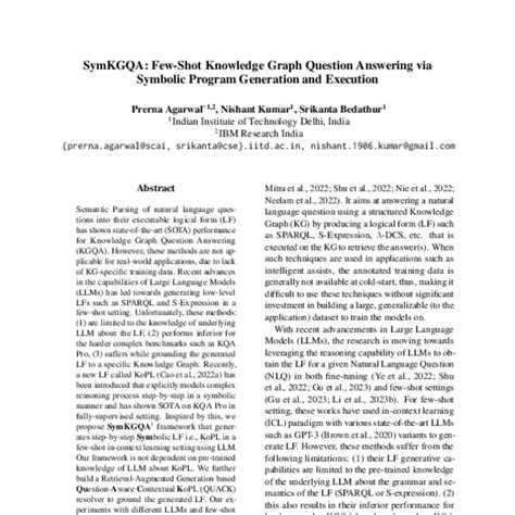 Symkgqa Few Shot Knowledge Graph Question Answering Via Symbolic Program Generation And