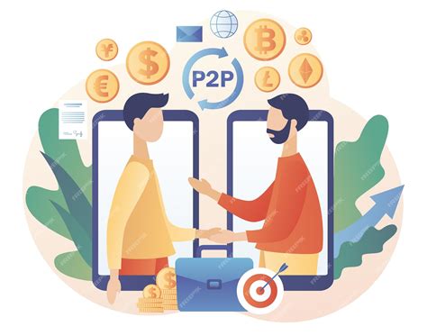 Premium Vector Peer To Peer Trading P2p Lending Tiny People Enter Into Deposit Agreement