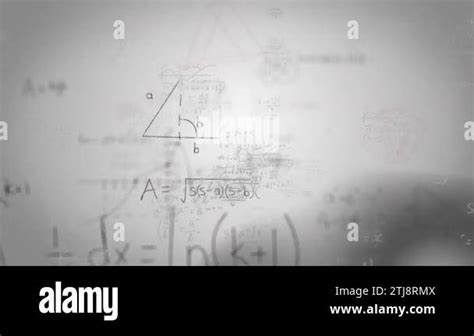 Animation Diagram And Floating Mathematical Equations With Abstract