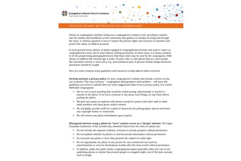 Photo Guidelines For Congregations Elca Resources